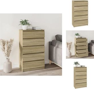 vidaXL Schubladenschrank Sonoma-Eiche 60x36x103 cm Holzwerkstoff - Sideboard - Kommode - Möbelstück - Wohnzimmertisch - Schuhschrank