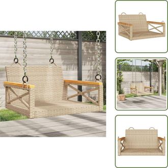 vidaXL Balancelle beige 63x62x40 cm r&eacute;sine tress&eacute;e - Balancelle Jardin - Chaise Suspendue - Fauteuil Ext&eacute;rieur - Mobilier De Jardin - Relax - The Living