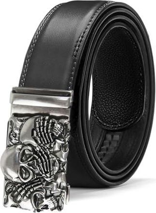 Glamexx24 Ceinture pour homme avec boucle automatique, noir ceinture à cliquet à, large 35 mm