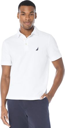 Nautica Herren Kurzärmeliges Poloshirt aus Elastischem Baumwoll-piqué Polohemd, Helles Weiß, Klein