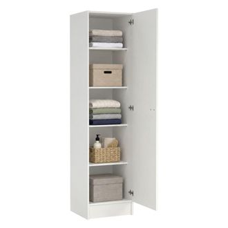 Dmora Guardaroba Grande Airone, Armadio Camera Da Letto Appendiabiti, 4 Ripiani, 47x200h Cm Bianco
