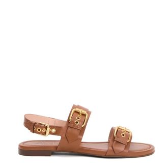 AGL Sandalen - Low Cuoio Sandals With Gold Buckles - Gr. 37,5 (EU) - in Braun - f&uuml;r Damen