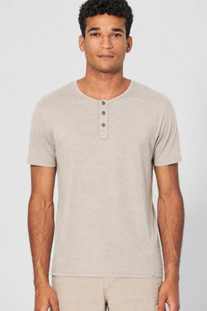 Hempage Hempage Herren vegan T-Shirt Solid Henley Thistle Beige