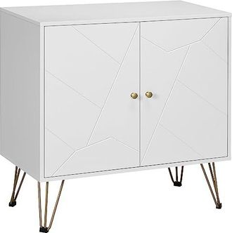 HOMCOM Meuble de Rangement Buffet Cuisine avec Pieds épingles - 2 Portes et 2 étagères réglables - 80 x 40 x 80 cm - Blanc doré