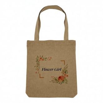 Fabulous Sac Shopping Tote Bag Aspect Lin - Flower Girl Mariage Fianc&eacute;e Cadre Floral - Sac de Courses Toile Epaisse 360g Beige Naturel Cabas Port&eacute; Epaule Solid