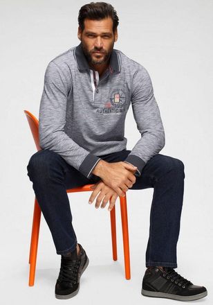 Man's World Langarm-Poloshirt Langarm, melierte Optik, Polokragen, aus Baumwolle