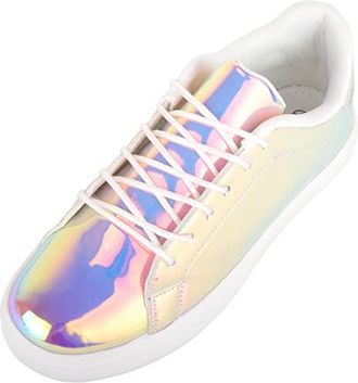 Absolute Footwear Baskets à lacets holographiques brillantes pour femme, blanc, 40 EU