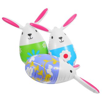 Lurrose Aufblasbare Osterhasen Gartenfiguren 3 St&uuml;ck aus Kunststoff Wetterfest mit Bunten Eierballons f&uuml;r Outdoor Osterparty Kindergeburtstag