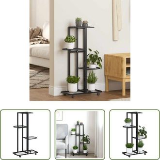 vidaXL Pflanzenregal - Blumenst&auml;nder 4-Etagen mit Rollen 44x23x80 cm Schwarz Eisen