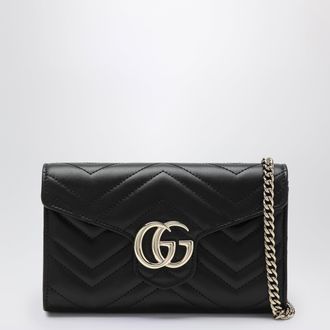 Gucci Schwarze GG Marmont Geldb&ouml;rse mit Kette
