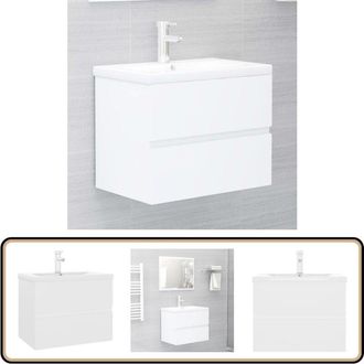 vidaXL Waschbeckenunterschrank mit Einbaubecken Weiß Holzwerkstoff - Waschbeckenunterschrank - Holzwerkstoff Möbel - Badezimmermöbel - Küchenwäsche - Spüle