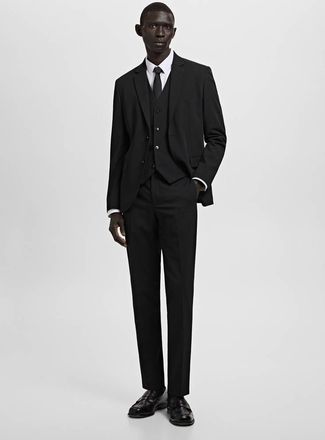 Mango Gilet costume super slim-fit tissu stretch noir - Homme - 44 - MANGO MAN