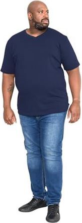 D555 T-shirt &agrave; col en V pour homme Grande taille, bleu marine, 4XL grande taille