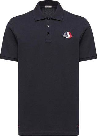 Moncler Moncler Polo En Piqu&eacute; De Coton &Agrave; Empi&egrave;cement Logo, Homme, Bleu, Taille: 3xl