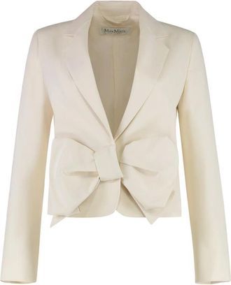 Max Mara Femme, Vestes, Blanc, Taille: 36 FR Bow Detail Cropped Blazer