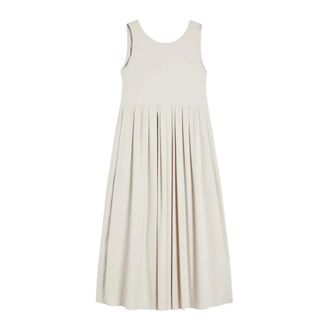 Max Mara Femme, Robes, Blanc, Taille: 36 FR Robe Blanche en Coton Plissée avec Poches