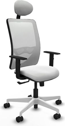 Piqueras y Crespo Wei&szlig;er PC-Stuhl Zulema mit 1D-Armlehnen, h&ouml;henverstellbarer Lendenwirbelst&uuml;tze und festem Kopfteil, ausgestattet mit 3 Positionen und Schneideschaum, 