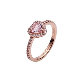 Pandora Bague Coeur Pandora en m&eacute;tal dor&eacute; &agrave; lor rose 14K avec cristal orchid&eacute;e et oxydes de zirconium - Femme - Accessoires - Rose - Taille: 50 MM