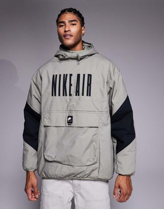 Nike Air - Jacke aus Webstoff in Grau und Schwarz-Grün