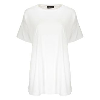 Herno Femme, Tops, Blanc, Taille: 46 FR T-shirt en coton &agrave; col rond avec cordon de serrage