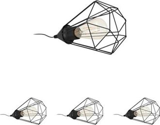 Eglo Tischlampe Tarbes, 1 flammige Vintage Tischleuchte im Retro Look, Nachttischlampe aus Stahl, Farbe: Schwarz, Fassung: E27, inkl. Schalter (Packung mit