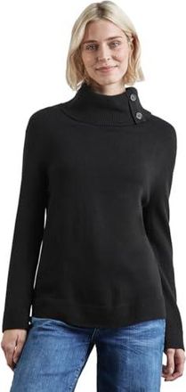 Street One A302831 Pull EOS_Cosy avec détail boutonné, Noir, 38 Femme