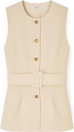 Motivi Femme, Vestes, Beige, Taille: 36 FR Gilet Court
