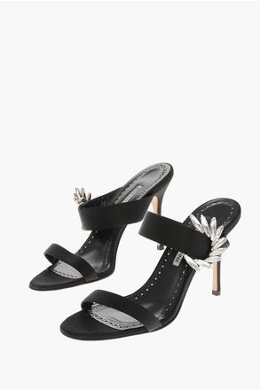 Manolo Blahnik Satin Sandals CHIVELA With Jewel Detail 10cm size 40
