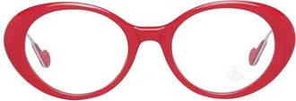 Moncler MO-1047127 Oval Metal & Plastic Eyeglasses - Red