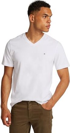 Tommy Hilfiger T-Shirt Manches Courtes Homme Essential Tee avec Col en V, Blanc (White), XXL