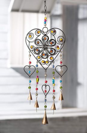 Namaste Herz und Glas Bead Windspiel, Fair Trade