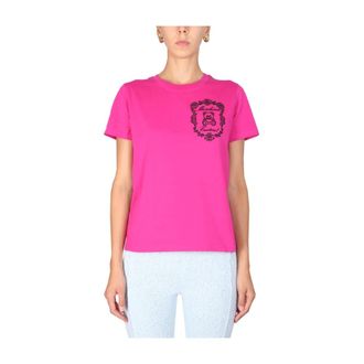 Moschino Femme, Tops, Violet, Taille: 40 FR Logo Printed Crewneck T-Shirt