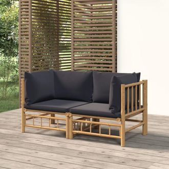 vidaXL Vidaxl - Canap&eacute;s dangle de jardin avec coussins gris fonc&eacute; 2 pcs bambou