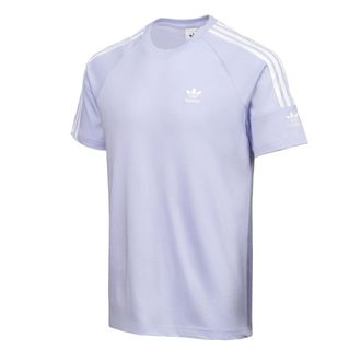 adidas Originals IX9987 Herren-T-Shirt, Rundhalsausschnitt, 3 Streifen, Trefoil Lock Up Kurzarm Tee, violett, S