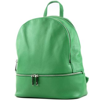 modamoda.de T137 Damen Leder Rucksack Handtasche Medium handmade in Italy, Farbe:T137Leder-Blattgrün