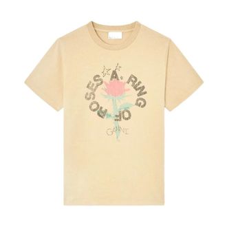 Ganni Femme, Tops, Beige, Taille: 40 FR T-shirt avec Rose