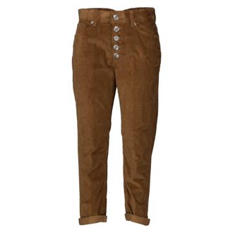 Dondup Gek&uuml;rzte Samthose mit Schmuckkn&ouml;pfen - - Trousers - Damen - Braun - W30