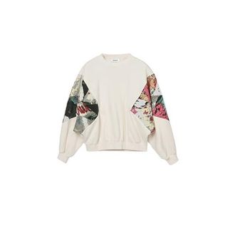 Desigual Sweat à Manches Longues en Tricot pour Femme Shirt, Blanc