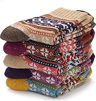 Generic 42 Crew Lot de 5 paires de chaussettes dhiver en laine douce et confortables pour homme Style vintage, a, taille unique
