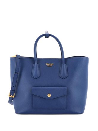 Prada sac cabas en cuir Saffiano - Bleu