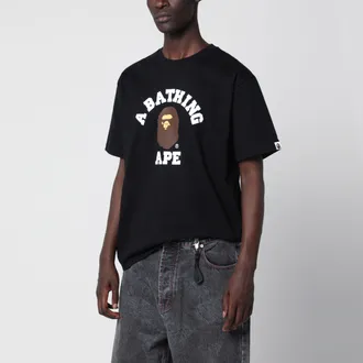 A Bathing Ape Schwarzes College T-Shirt aus Baumwolle