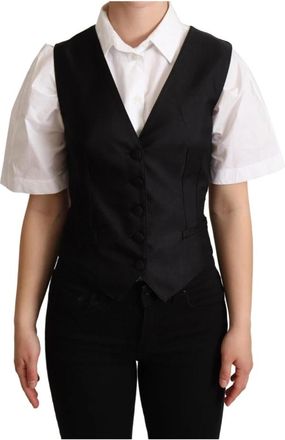 Dolce & Gabbana &Auml;rmellose Seidenweste - - Jackets - Damen - Schwarzk - XS