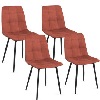 IDMarket Set Di 4 Sedie Da Pranzo Mila In Velluto Color Terracotta