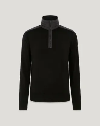 Belstaff Pull Quart De Zip Kilmington Pour Homme Laine M&eacute;rinos Noir 2xl