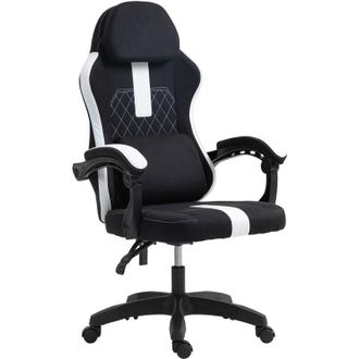 Clp Chaise de bureau Miltona tissu Noir / Blanc