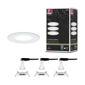 Paulmann 92980 Nova LED Einbauleuchte 3er Set rund 3x6,5W Einbaustrahler Wei&szlig; matt Spot Alu Zink Einbaulampe 4000K GU10
