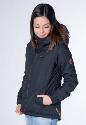 Alife And Kickin Winterjacke NAOMICA BLACK CS Jacket WOMEN mit Kapuze und Stehkragen