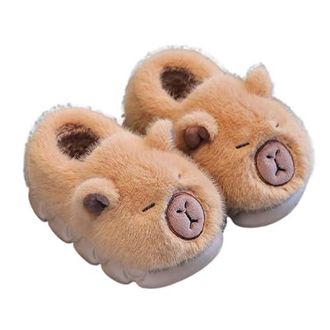 Generic Capybara Pantoufles mignonnes en peluche, douces, chaudes et confortables, pour int&eacute;rieur et ext&eacute;rieur, pour tous les &acirc;ges, marron clair, 38.5/39 EU