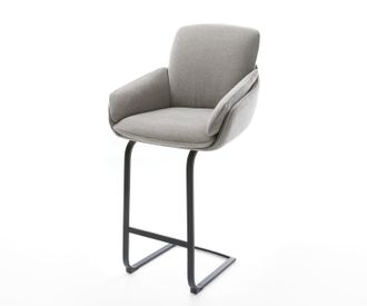 DELIFE Barstuhl Luan-Flex Strukturstoff Soft Grau Freischwinger Flach Metall Schwarz, Barst&uuml;hle