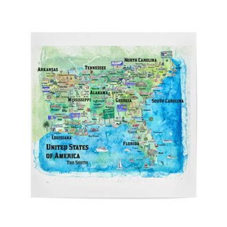 artboxONE Poster 20x20 cm Städte USA Southern States Map - Bild usa Southern States Karte map